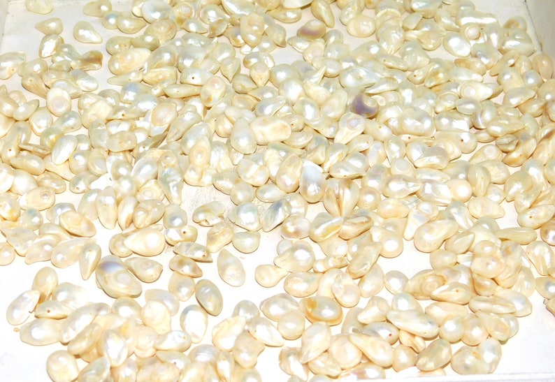 Natural Biwa Pearl Beads White Biwa Pearls Side Drilled - Etsy