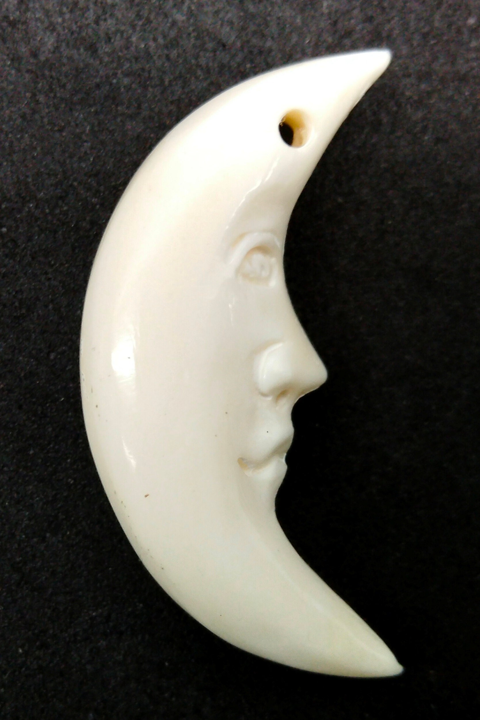 Crescent Moon Face Crescent Moon Face Bone Carving Double | Etsy