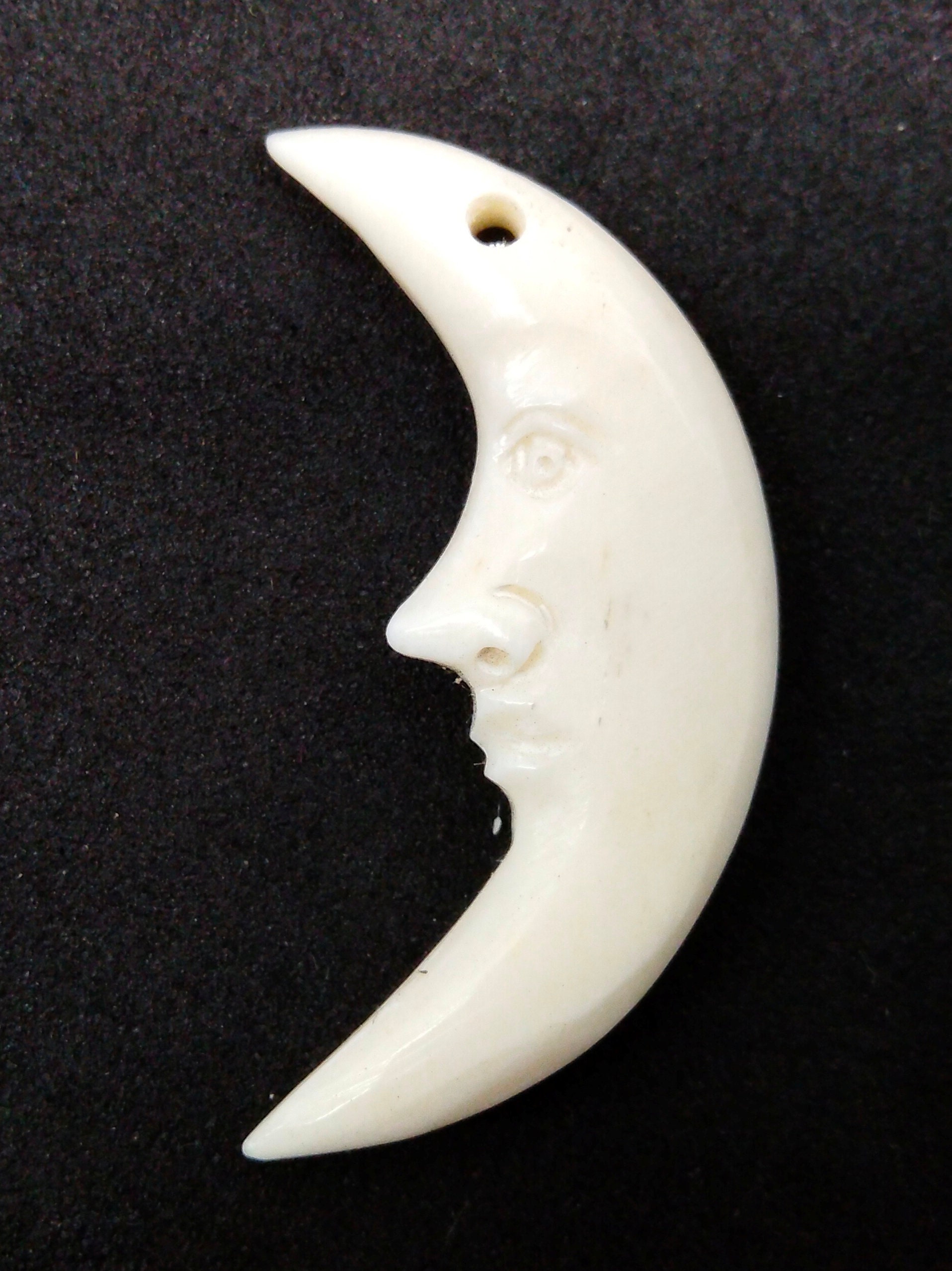 Crescent Moon Face Crescent Moon Face Bone Carving Double | Etsy