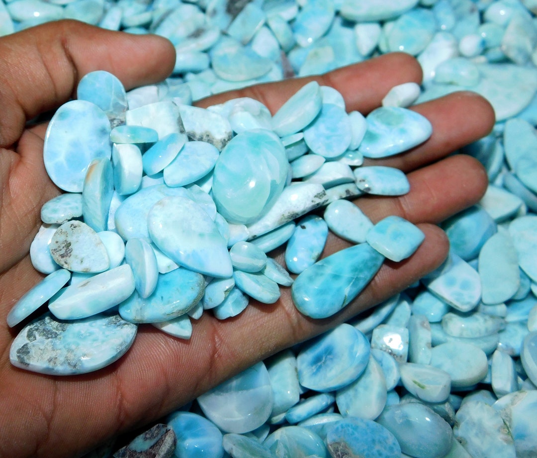 High Grade Polished Larimar, Semi Precious Larimar Cabochon Loose ...