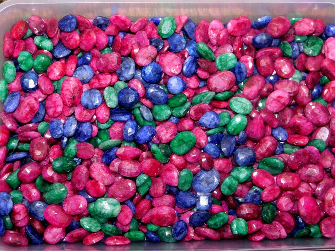 100%natural Ruby Emerald Stone Attractive Mixed Color Ruby - Etsy