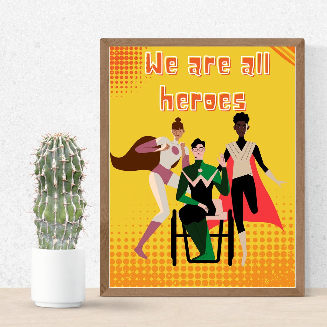 Disability Inclusion Superhero Print: Kids Inspirational Art (digital ...