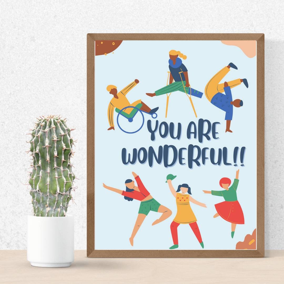 Disability Inclusion Poster | Amputee Wheelchair Crutches Dancing Art ...