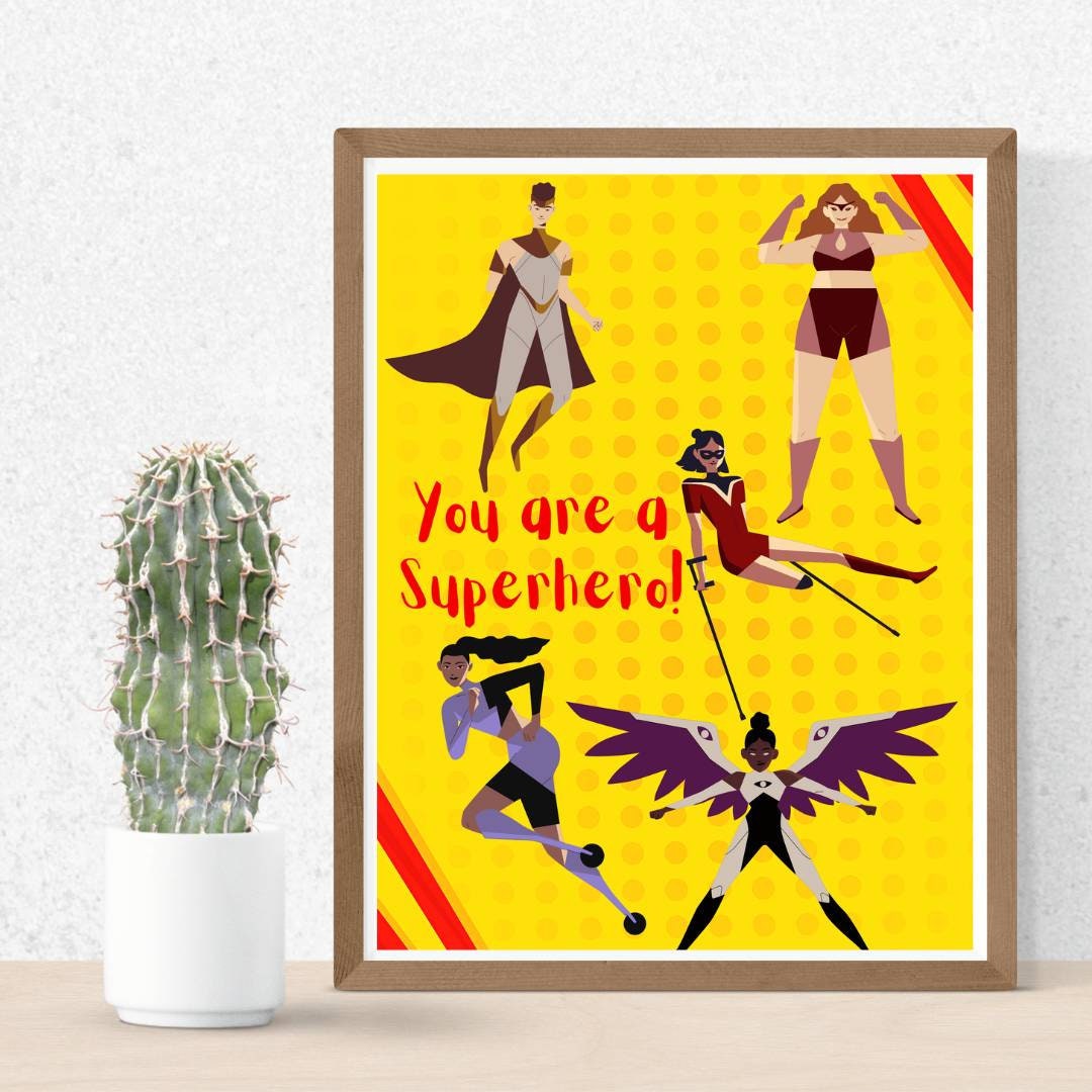 Disability Inclusion Poster | Superheroes | Amputee | Crutches ...