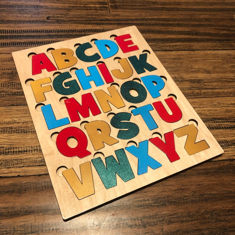 Customizable Wooden Alphabet Puzzle, Montessori Toy - Etsy