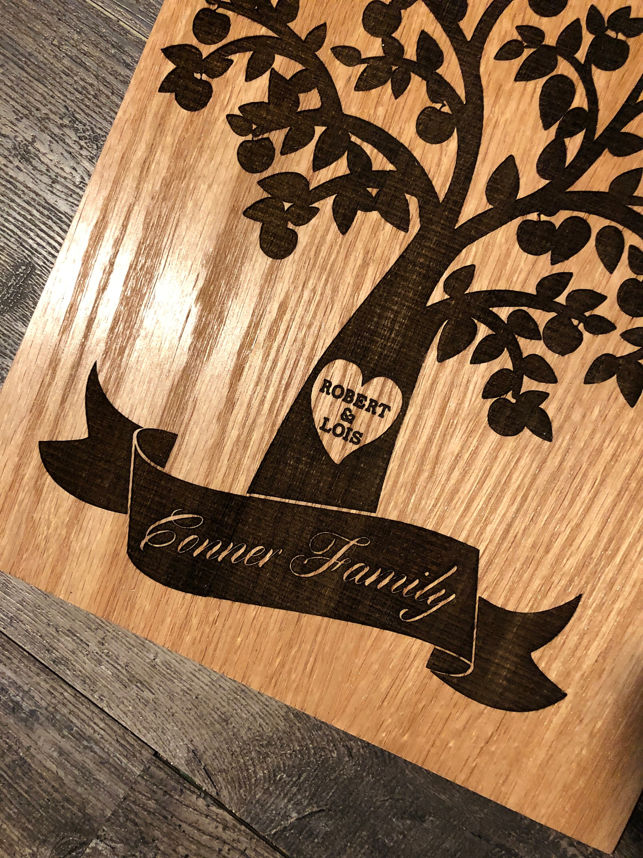 Family Tree Wooden Engraving With Name Stickers - Etsy