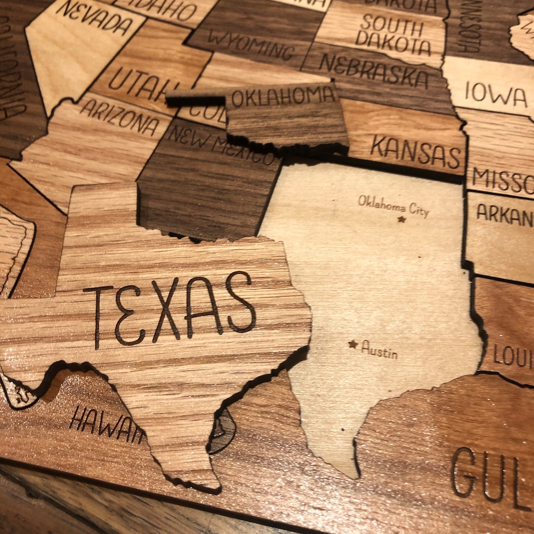 United States of America Wood Puzzle With State Capitals | Kids Map ...