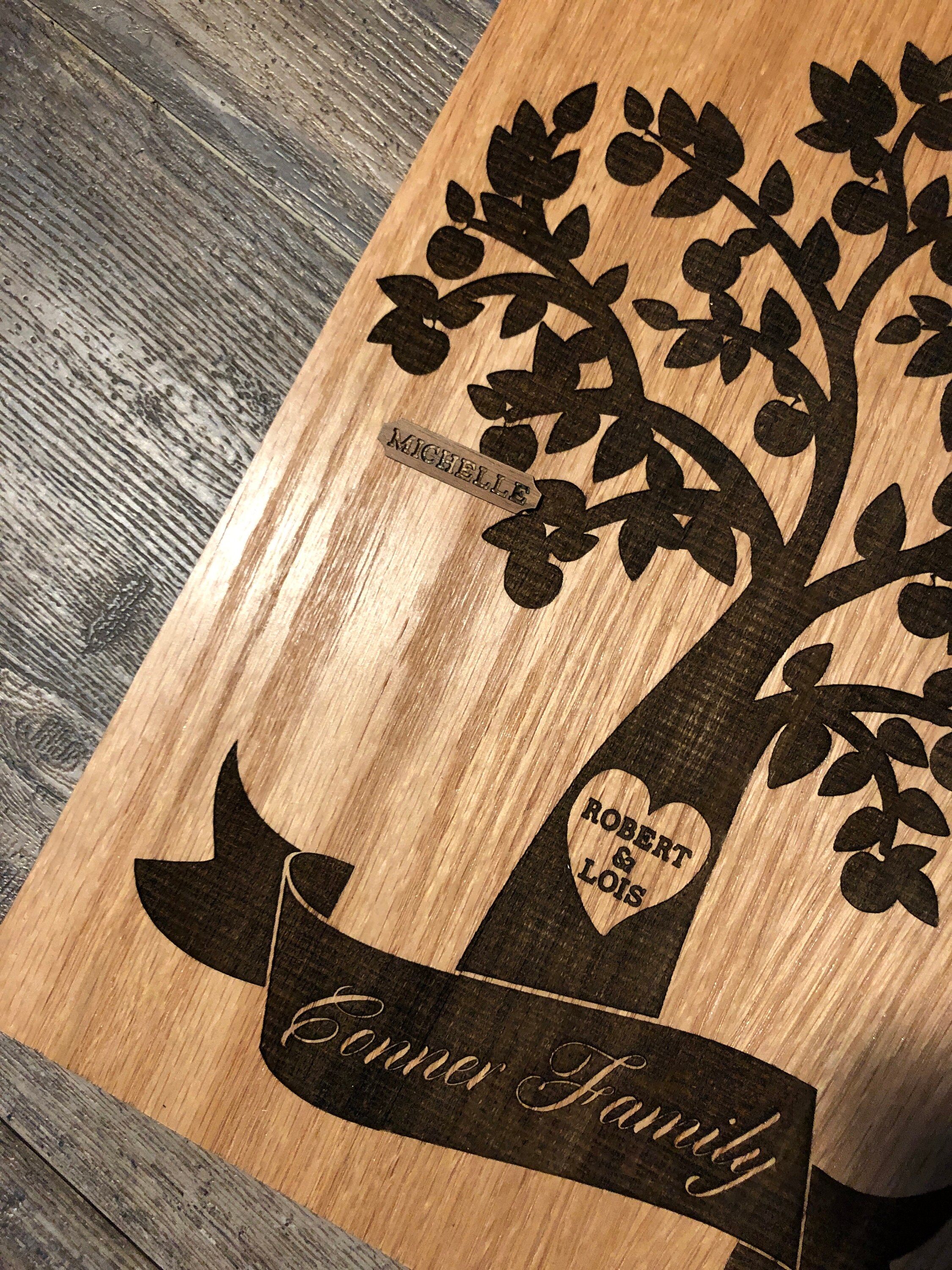 Family Tree Wooden Engraving With Name Stickers - Etsy