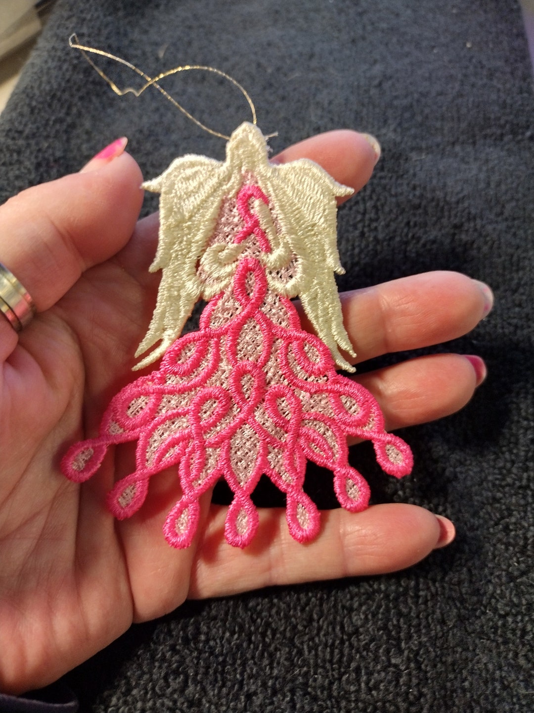 Embroidered Cancer Ribbon Angel Ornament - Etsy