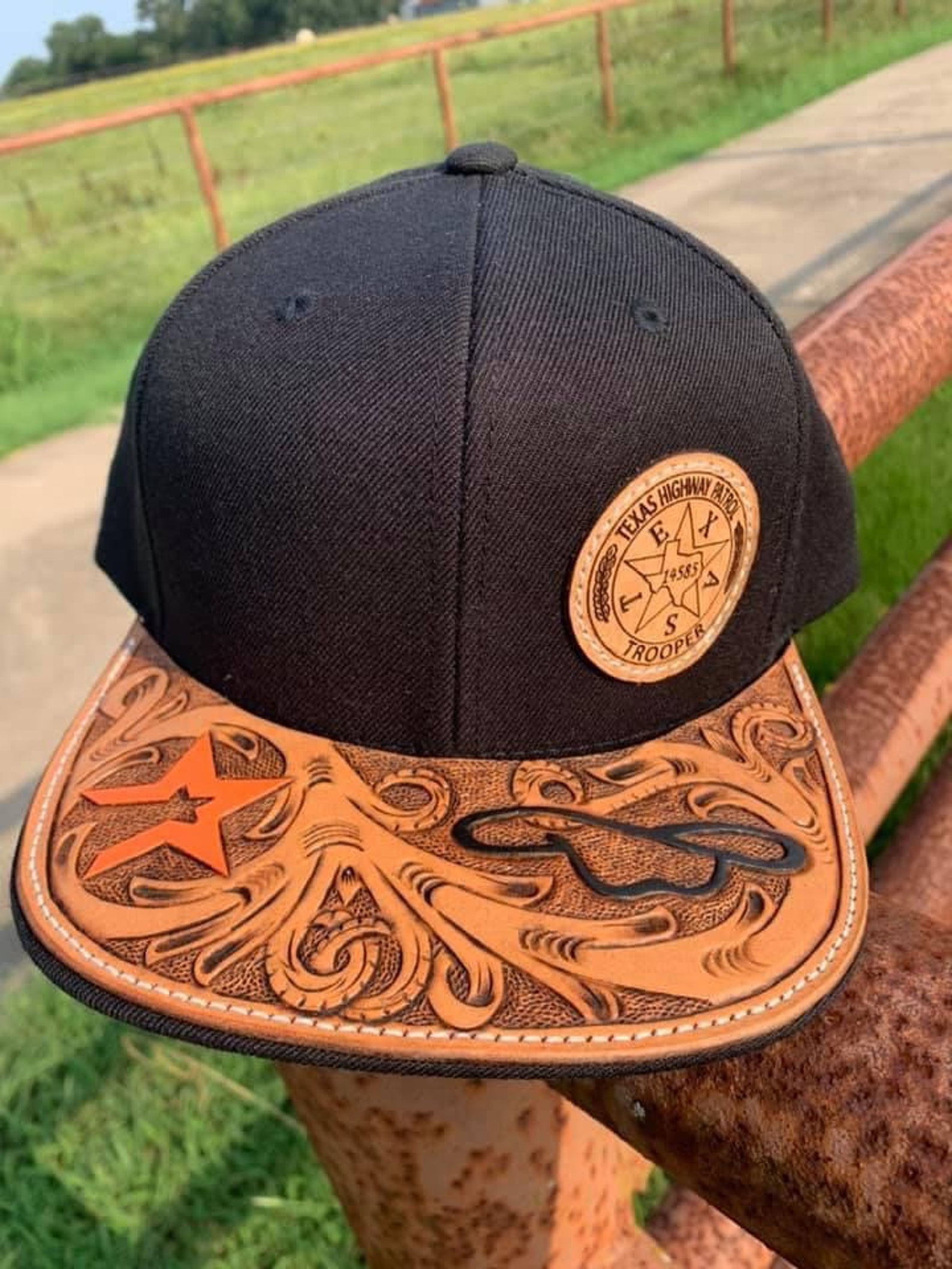 Leather Bill/patch Cap - Etsy