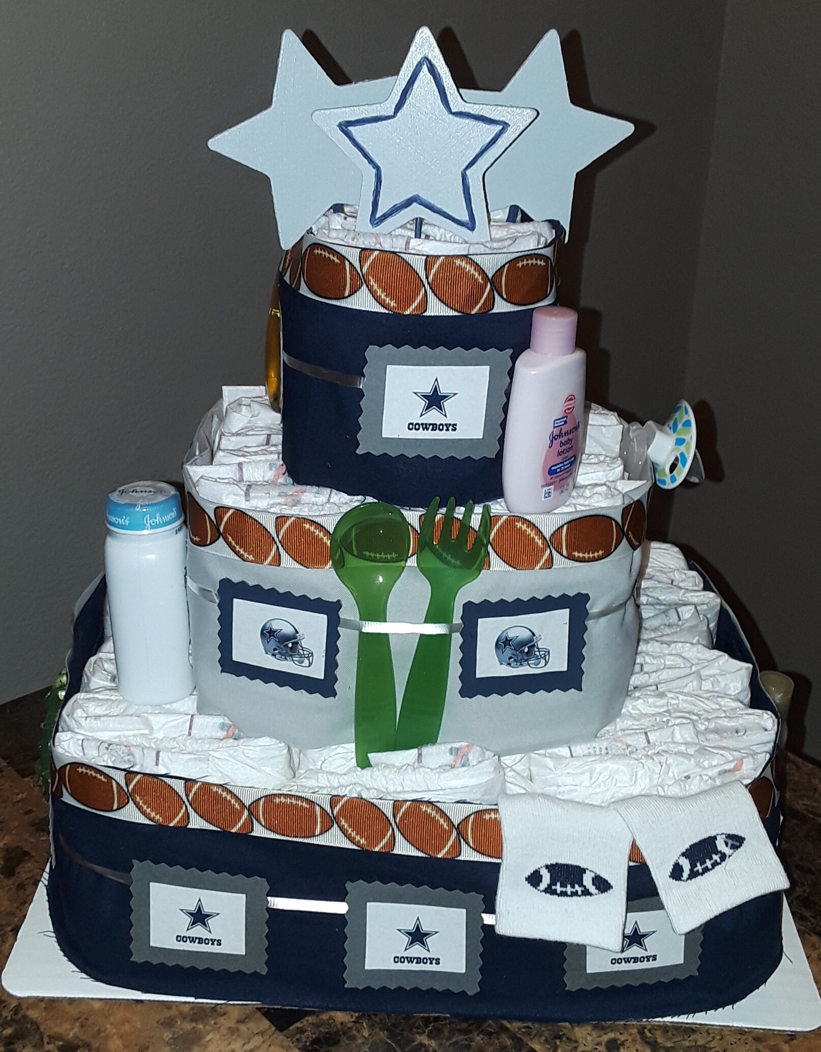 Dallas Cowboys Diaper Cake, Cowboys Diaper Cake, Boy Diaper Cakes, Blue ...
