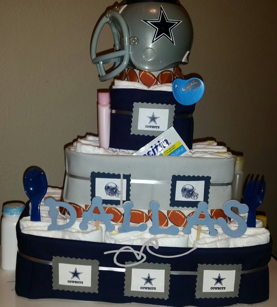 Dallas Cowboys Diaper Cake, Cowboys Diaper Cake, Boy Diaper Cakes, Blue ...