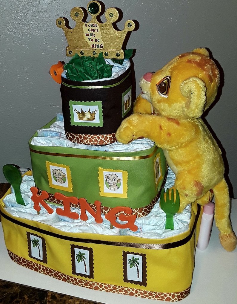 Lion King Diaper Cake, Baby Simba Diaper Cake, Zoo Animal Diaper Cake ...