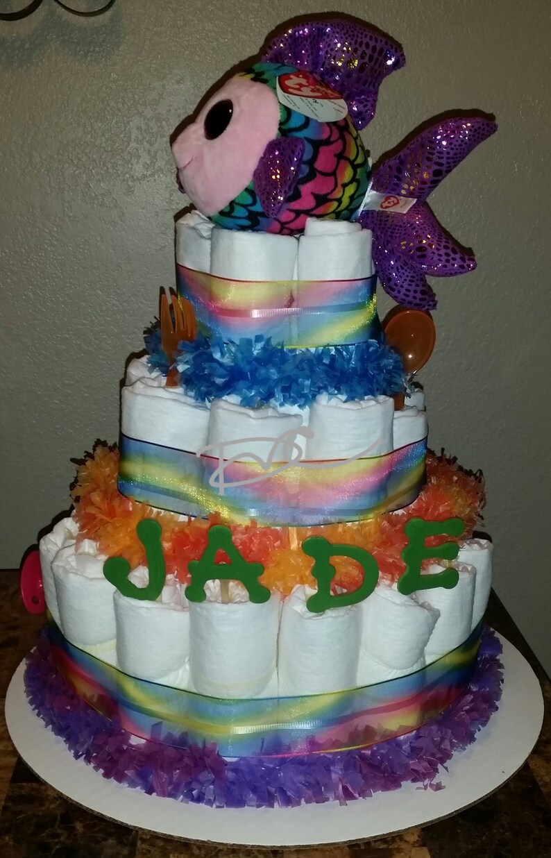 Flippy the Fish Diaper Cake W/ Custom Name - Etsy