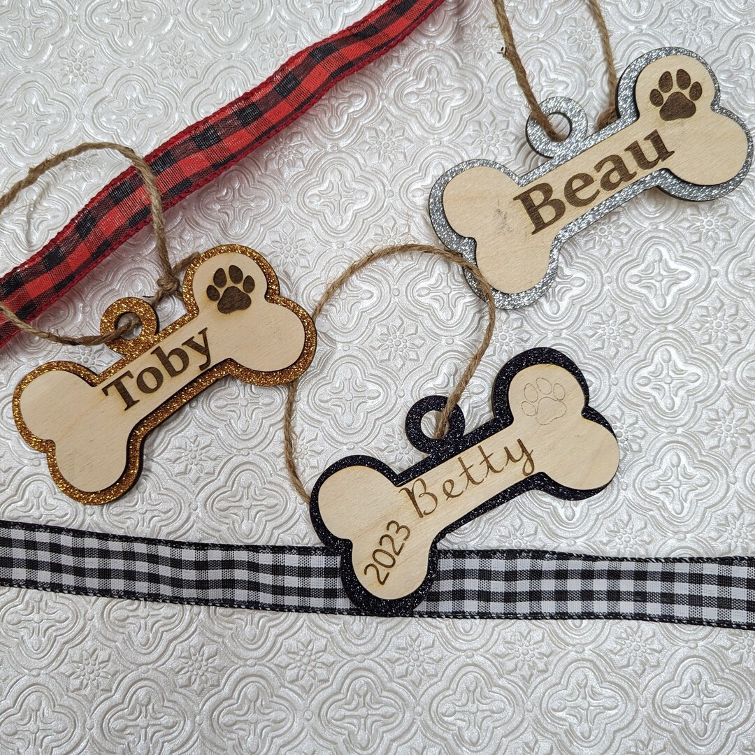 Dog Bone Ornament. Custom Dog Name Christmas Ornament. Christmas ...