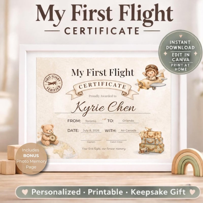 Baby First Flight Certificate - Etsy