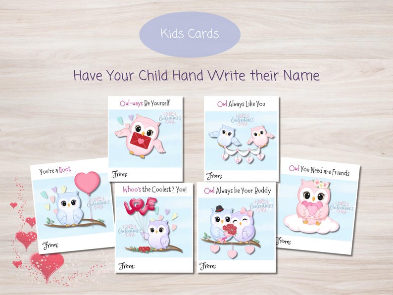 Printable Owl Valentine's Day Cards -classroom Valentines Cards for ...