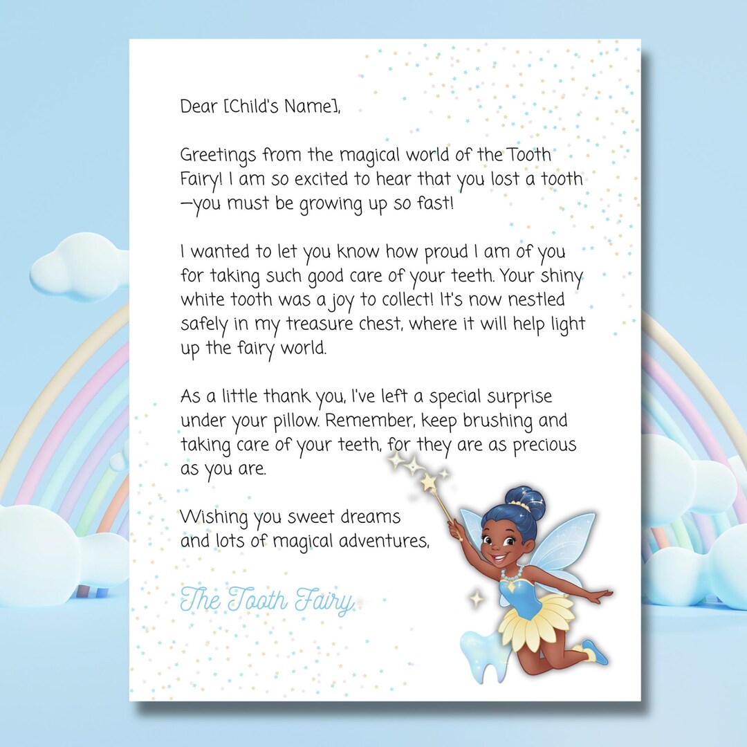Editable Tooth Fairy Letter - Blue Tooth Fairy Printables - Tooth Fairy ...
