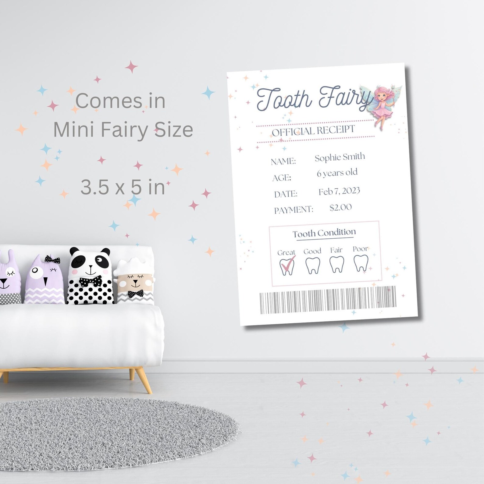 Editable Tooth Fairy Receipt Printable: Baby Milestone Keepsake ...