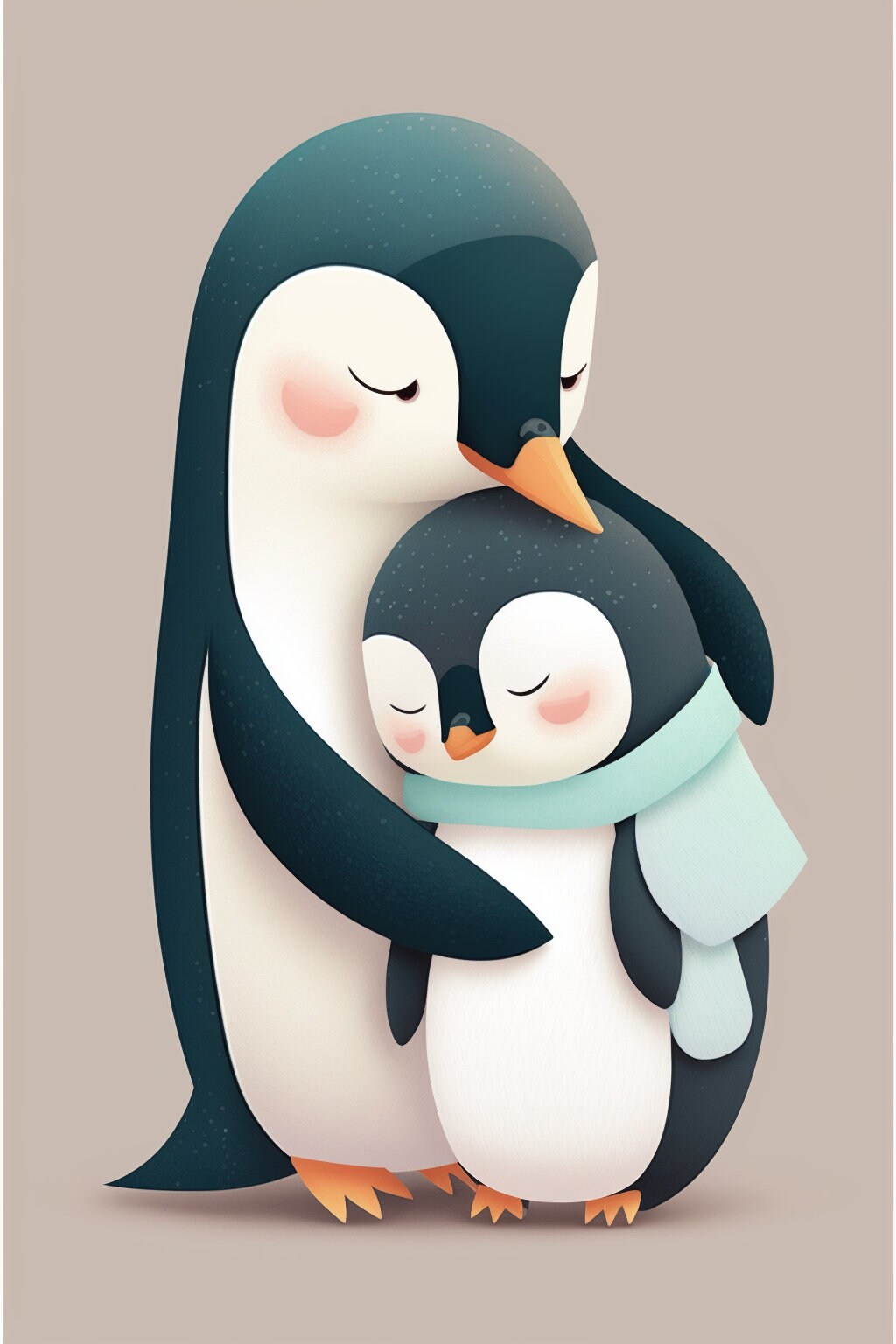 Mom and Baby Penguin Nursery Art Print (digital Download) - Etsy