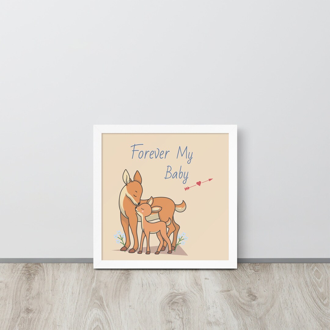 Framed Deer Fawn Nursery Poster Gender Neutral Poster Baby Animal ...