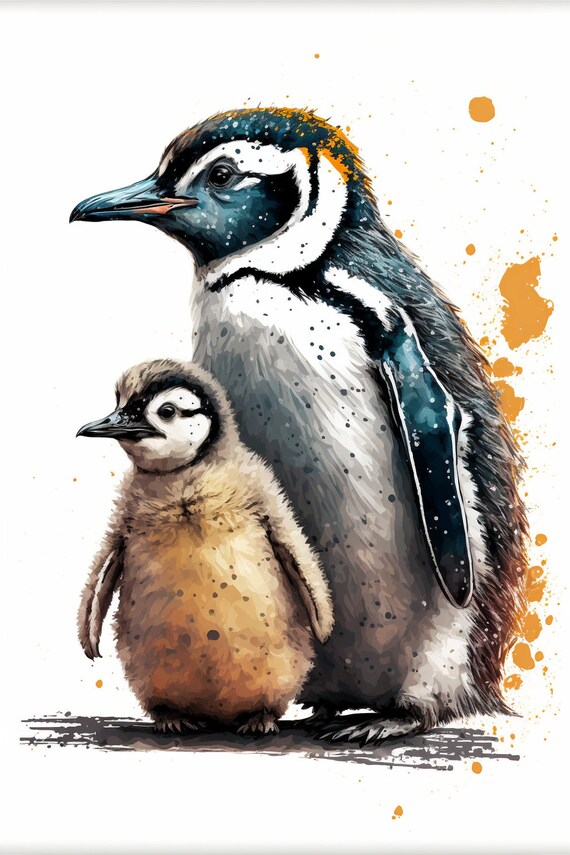 Realistic Baby Penguin Drawing