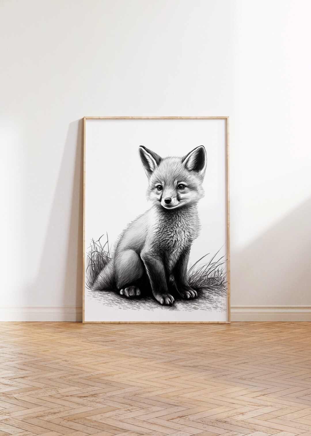 PRINTABLE Black & White Fox- Nursery Fox Decor- Minimalist Room Art ...
