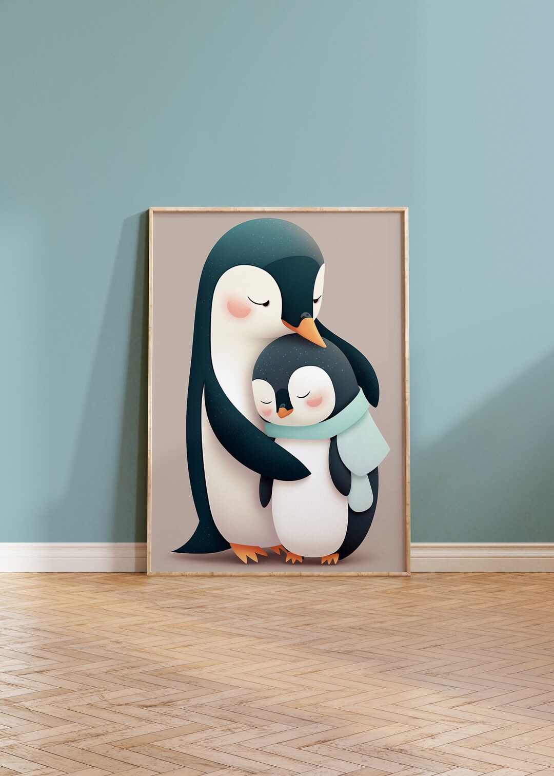 PRINTABLE Penguin Print Mom and Baby Nursery Penguin Love Cute Kids ...