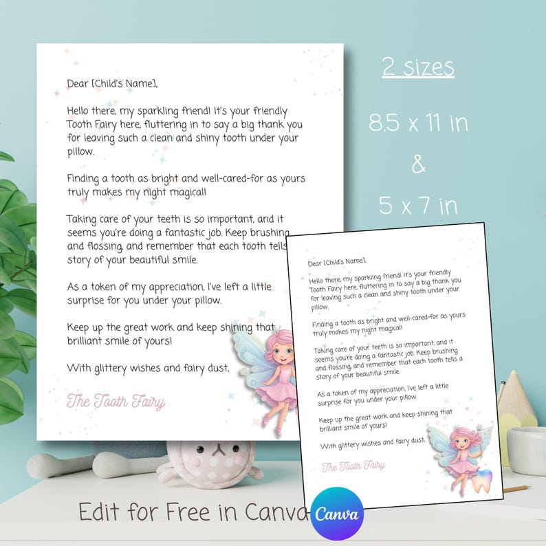 Editable Tooth Fairy Letter - Pink Tooth Fairy Printables - Tooth Fairy ...