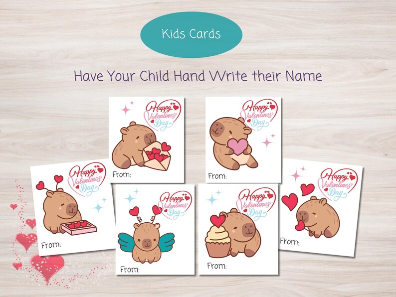 Printable Capybara Valentine's Day Cards -classroom Valentines Cards ...