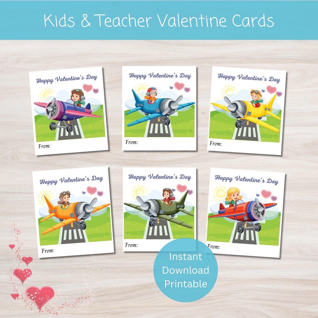 Printable Airplane Valentine's Day Cards- Classroom Valentines Day ...