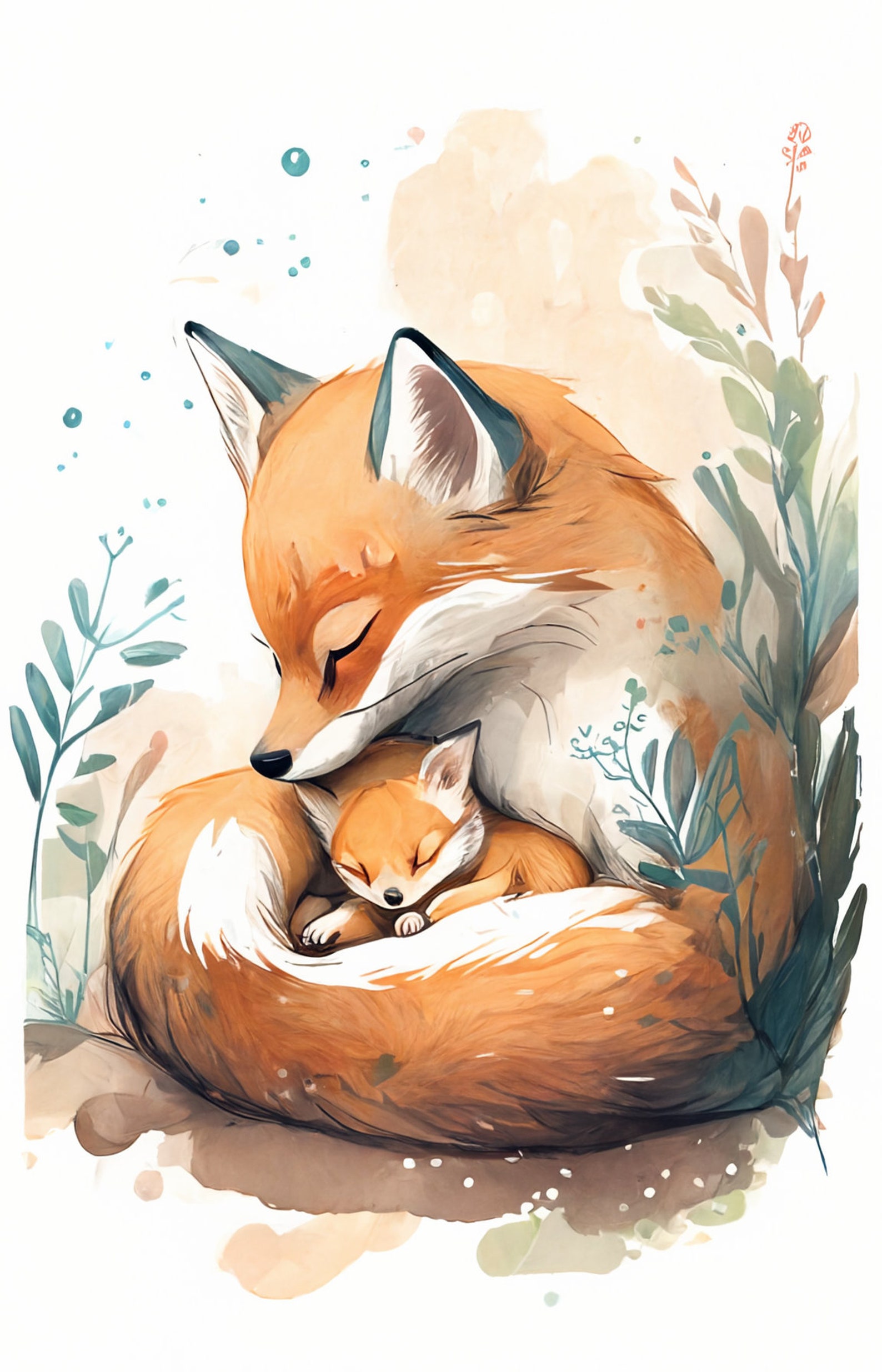 PRINTABLE Mom & Baby Fox Art Nursery Fox Print-kids Fox - Etsy