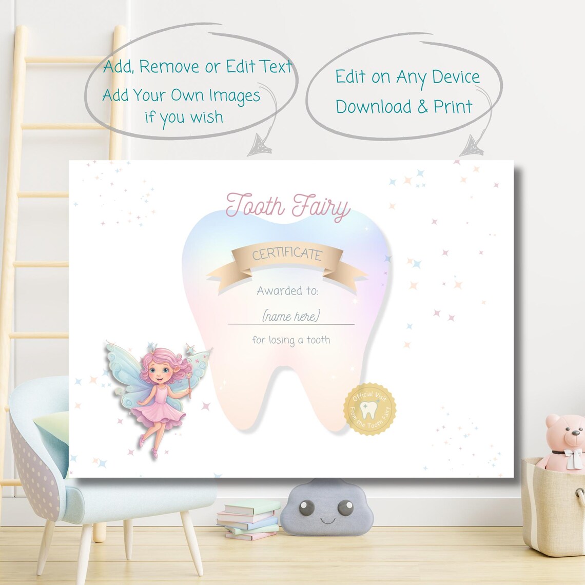 Editable Tooth Fairy Certificate Personalized Tooth Fairy Printables ...