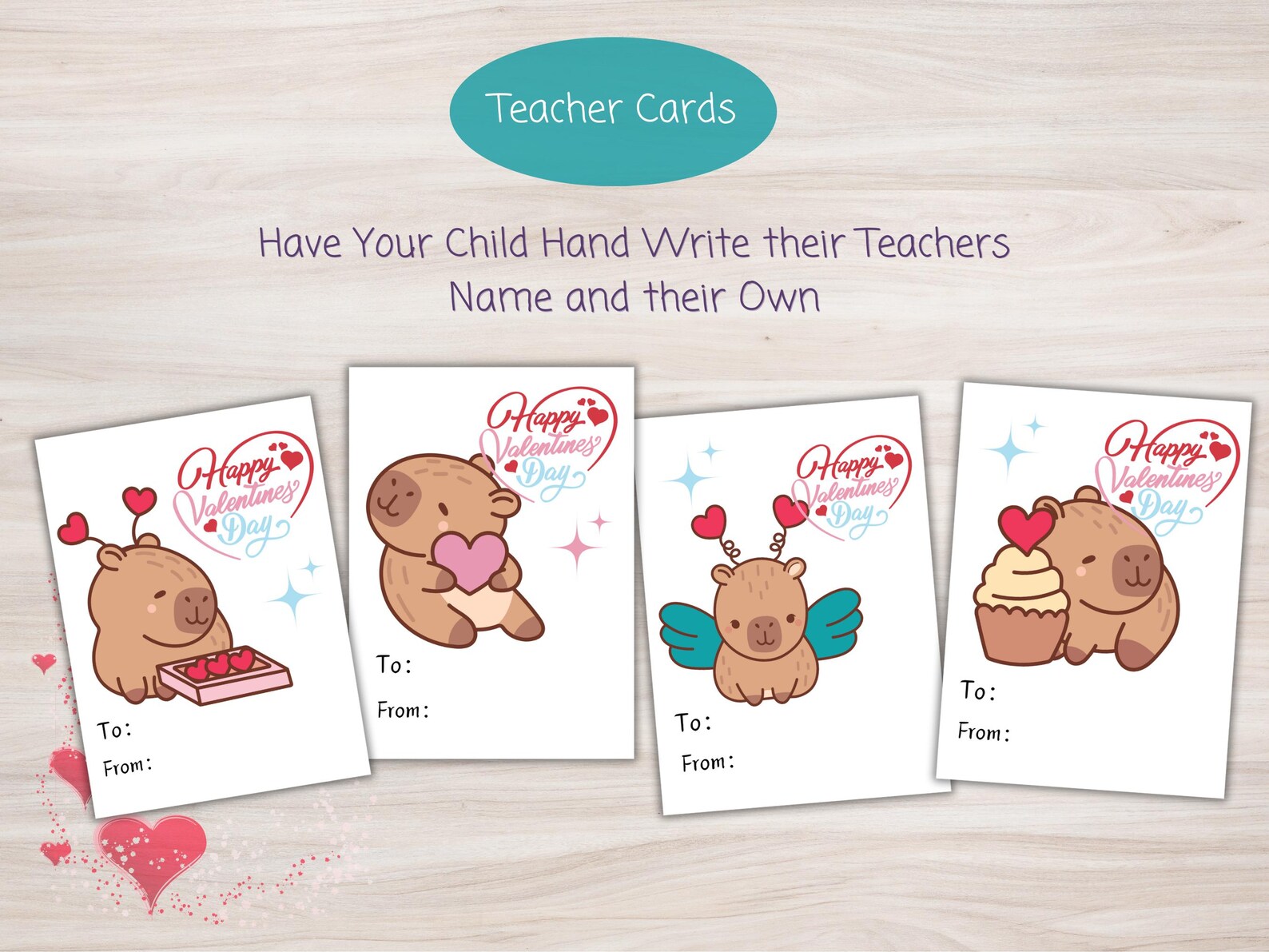 Printable Capybara Valentine's Day Cards -classroom Valentines Cards ...