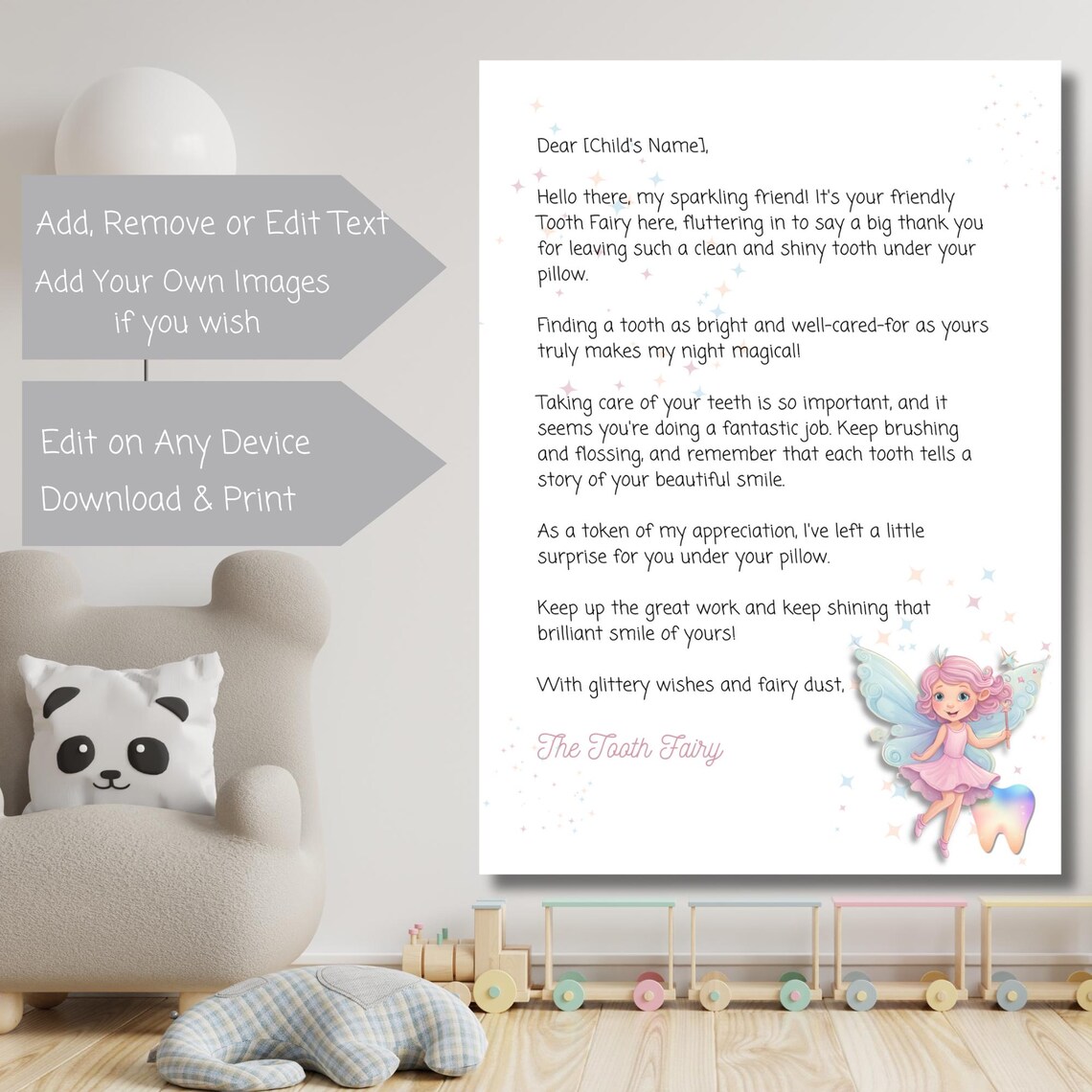 Editable Tooth Fairy Letter - Pink Tooth Fairy Printables - Tooth Fairy ...