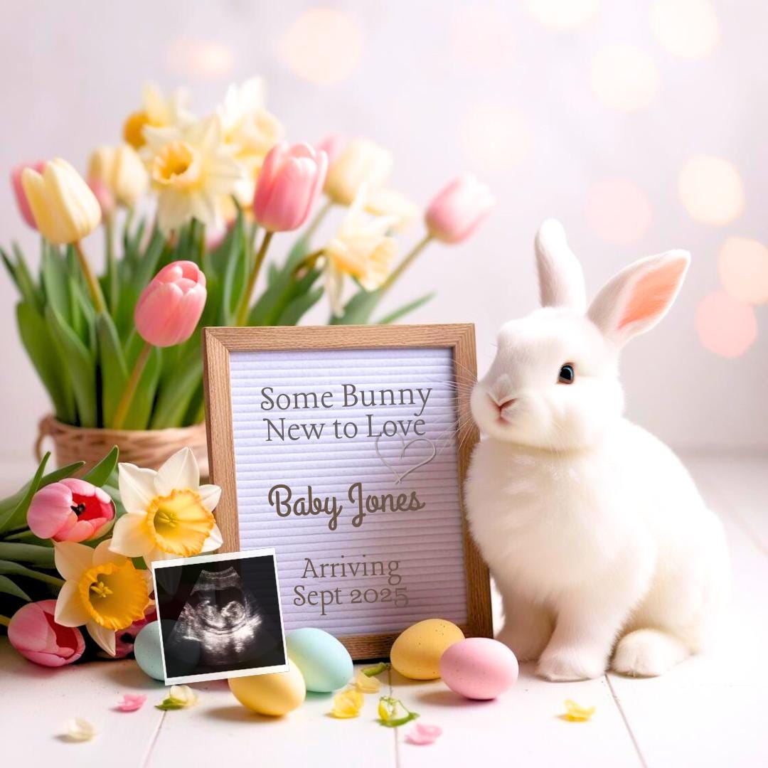 Digital Easter Pregnancy Announcement for Social Media - Editable ...
