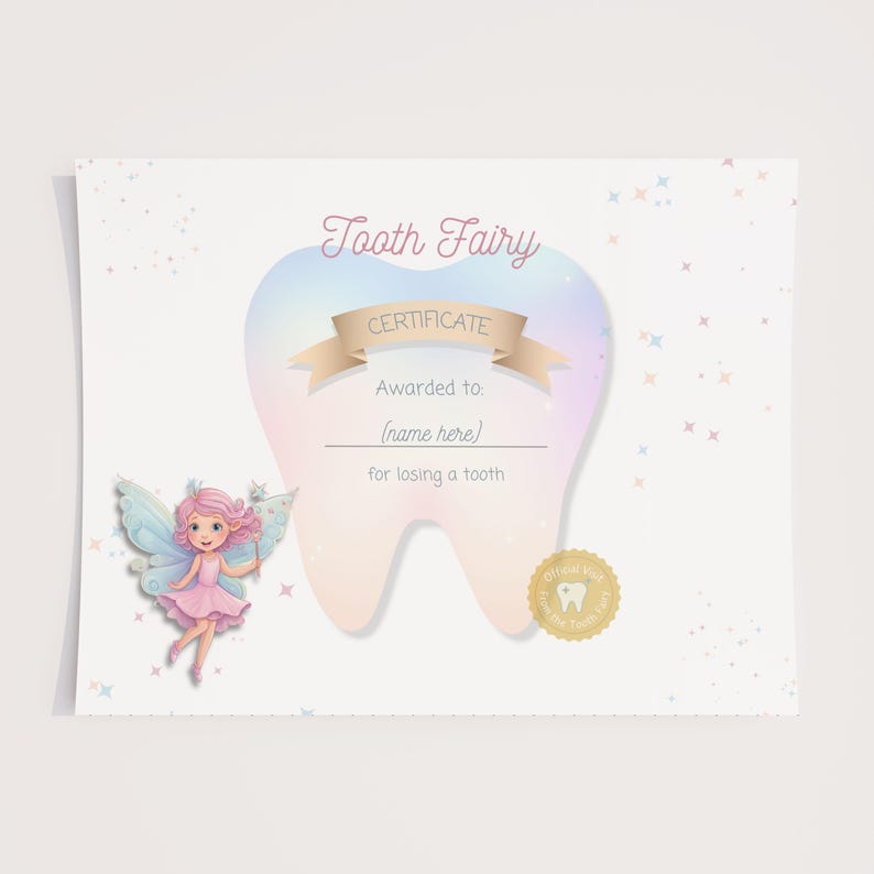 Editable Tooth Fairy Certificate Personalized Tooth Fairy Printables ...