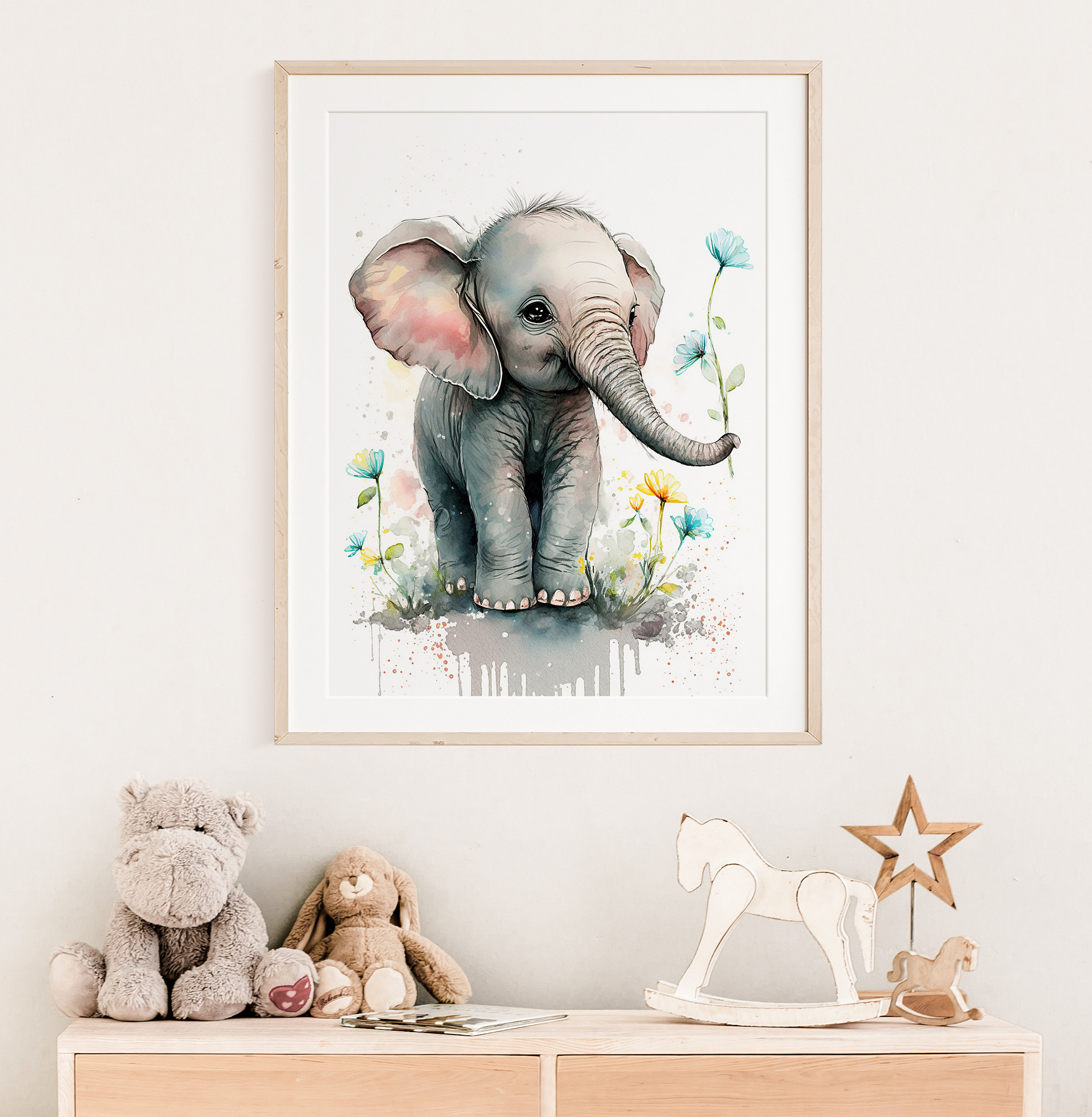 PRINTABLE Elephant Wall Decor Living Room Art Kids Nursery Room Wall ...