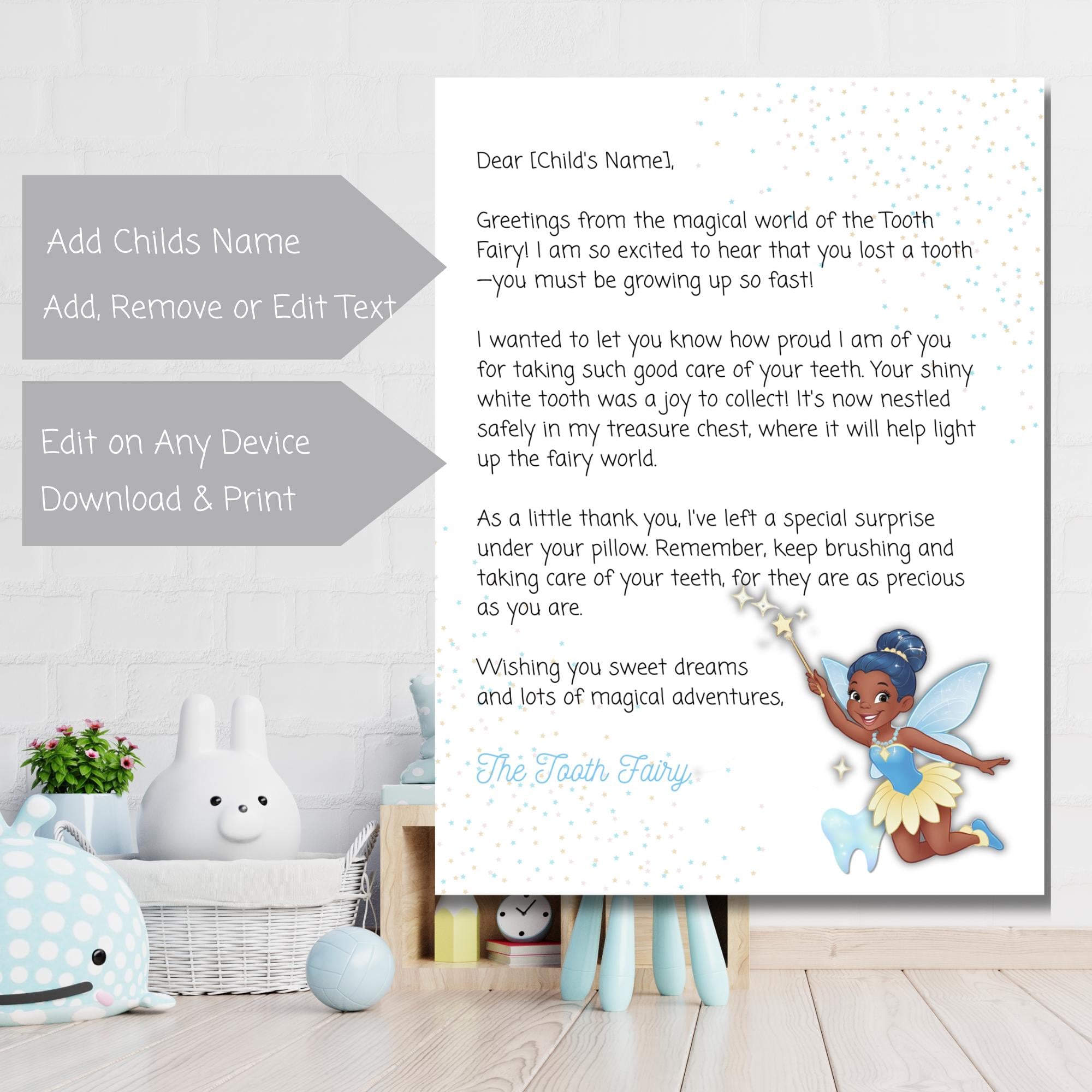 Editable Tooth Fairy Letter - Blue Tooth Fairy Printables - Tooth Fairy ...