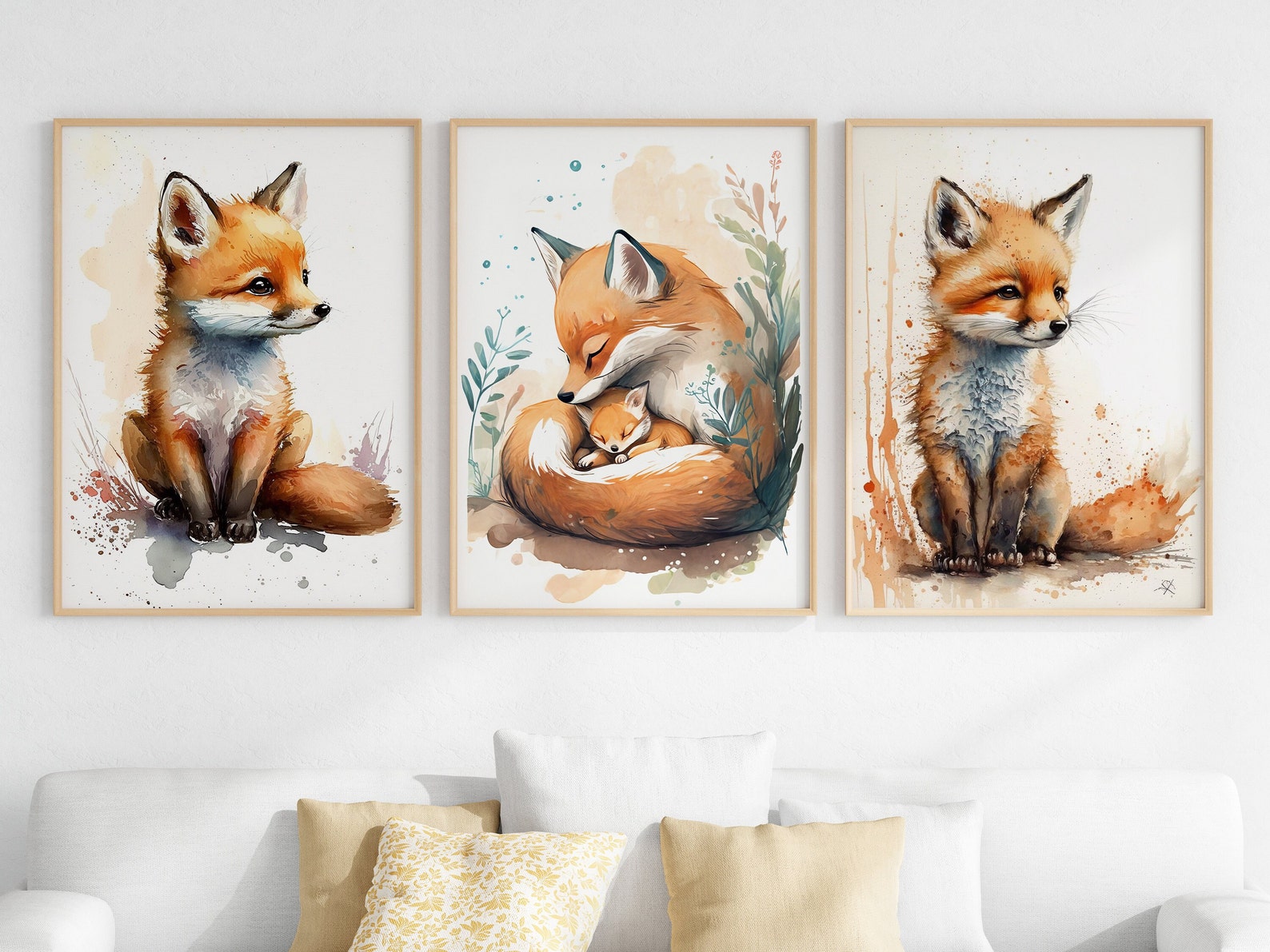 PRINTABLE Set of 3 Fox Prints- Watercolor Fox Art- Kids Nursery Room ...
