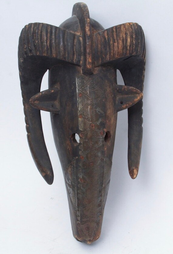 Vintage African Wooden Goat Mask | Etsy