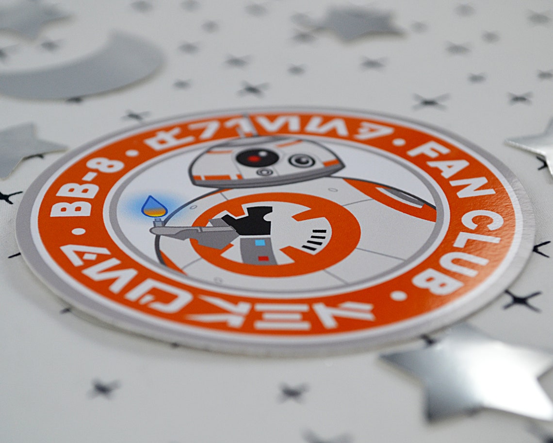 Vinyl Sticker 'BB-8 Fan Club' 8cm - Star Wars, the Force Awakens, Droid ...