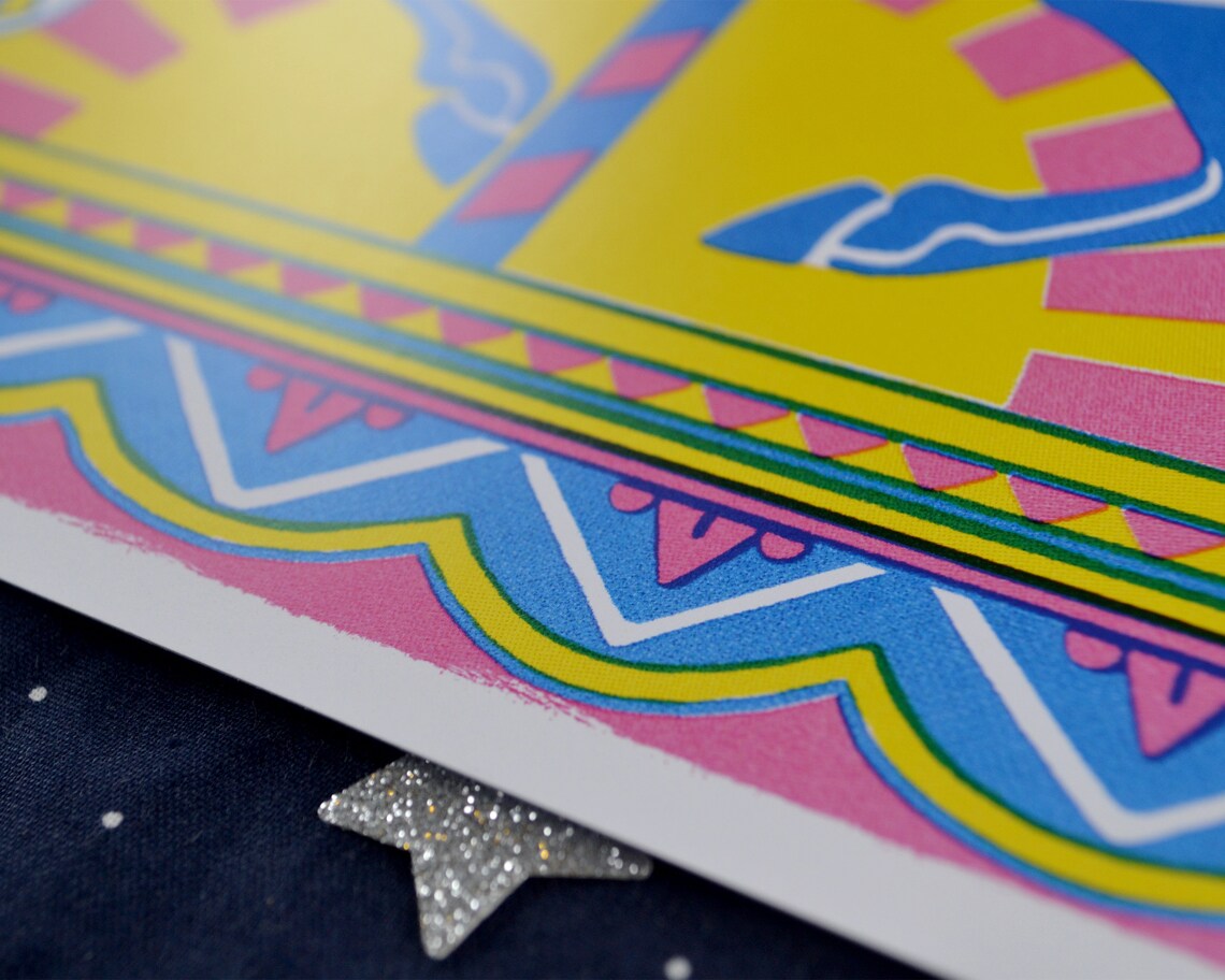 A4 Art Print 'dreamland Carousel' - Original Art, Risograph Style, 3 ...