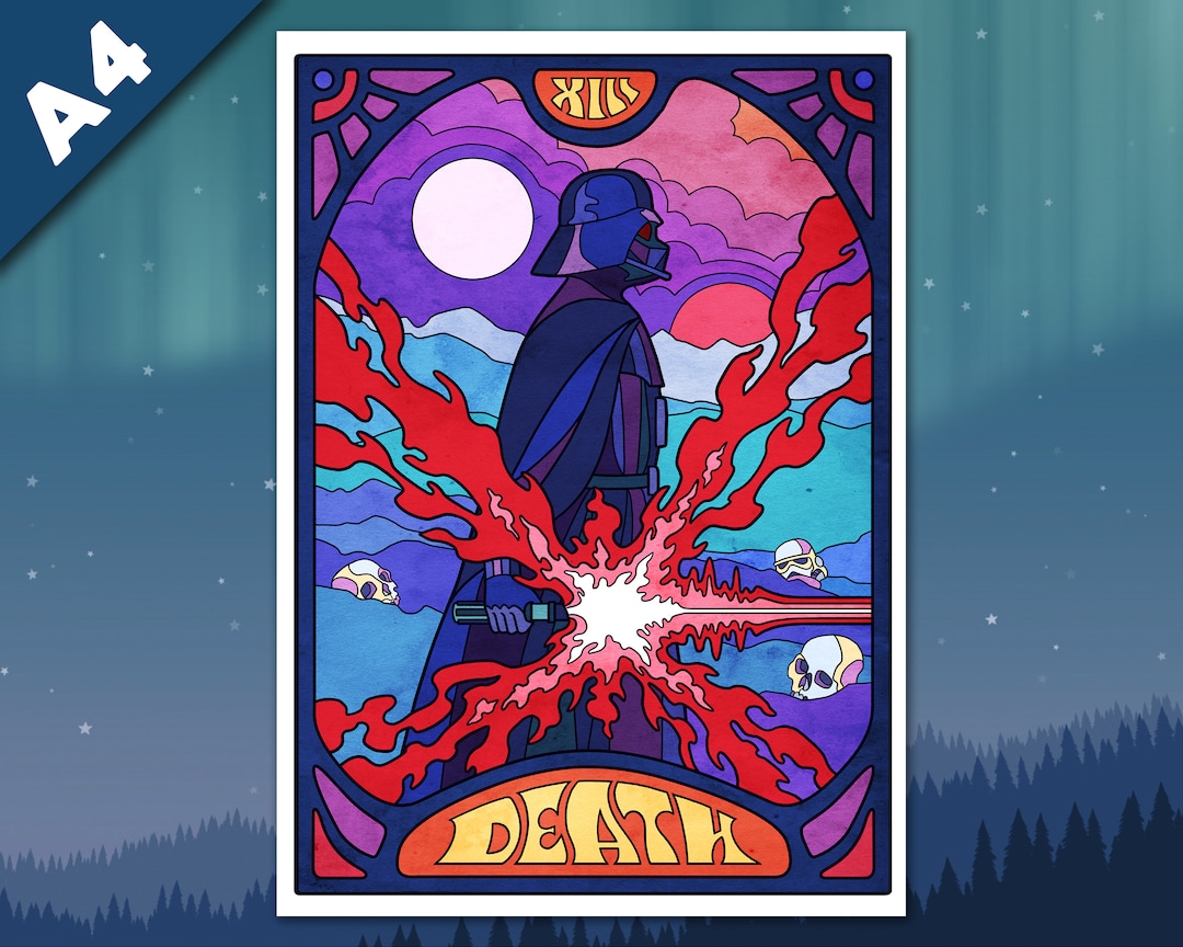 A4 Art Print 'death' Star Wars, Darth Vader, Dark Side, Tarot ...
