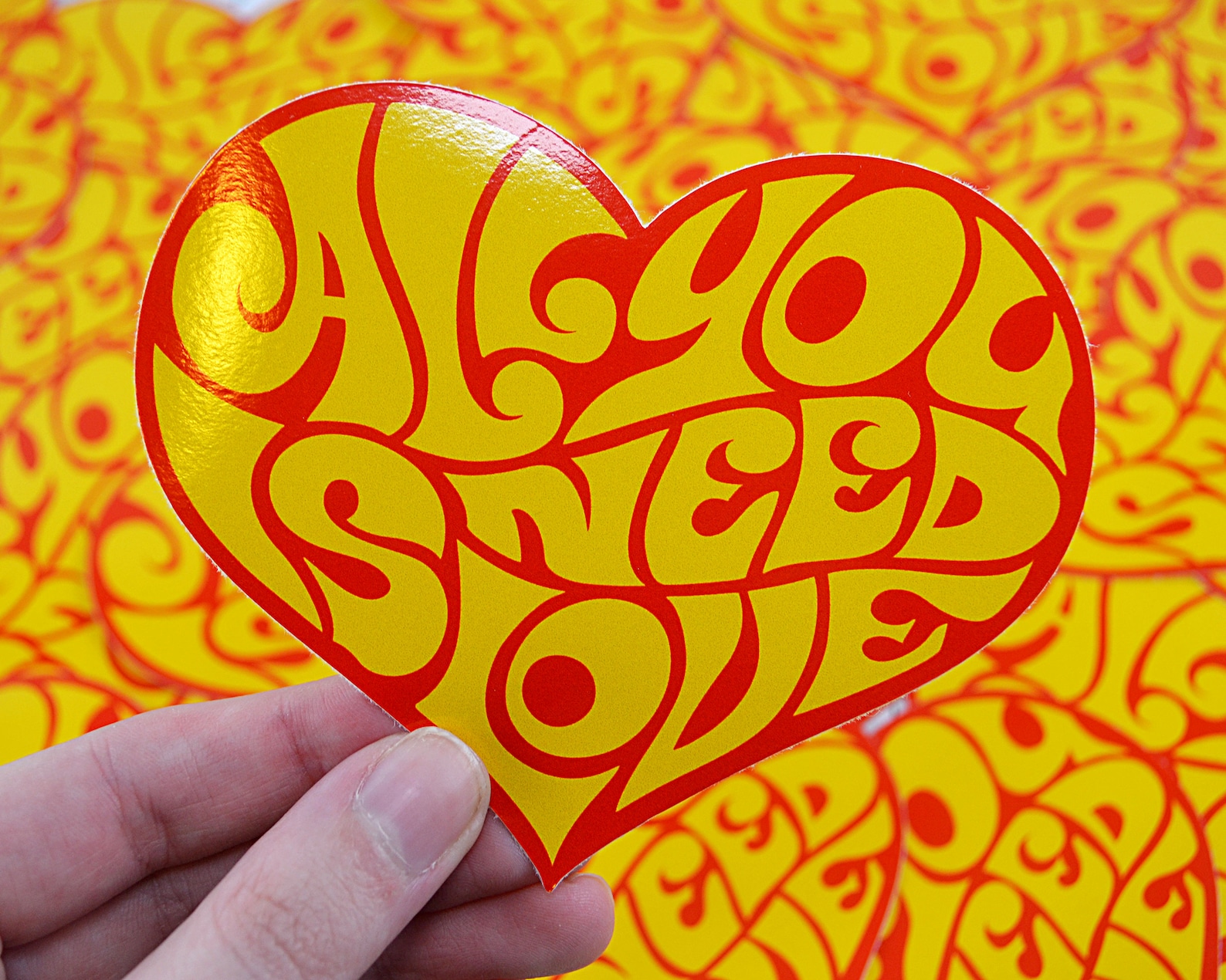 Vinyl Sticker, 'all You Need is Love' 11cm - Beatles, Heart, 60s ...