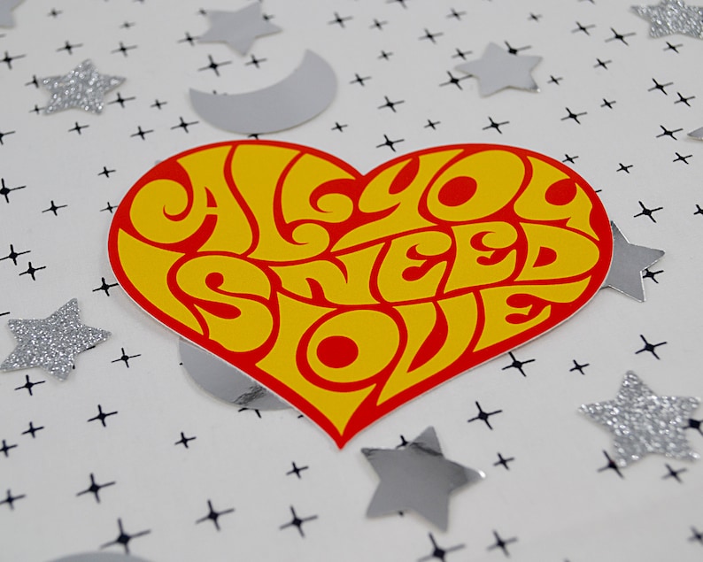 Vinyl Sticker, 'all You Need is Love' 11cm - Beatles, Heart, 60s ...