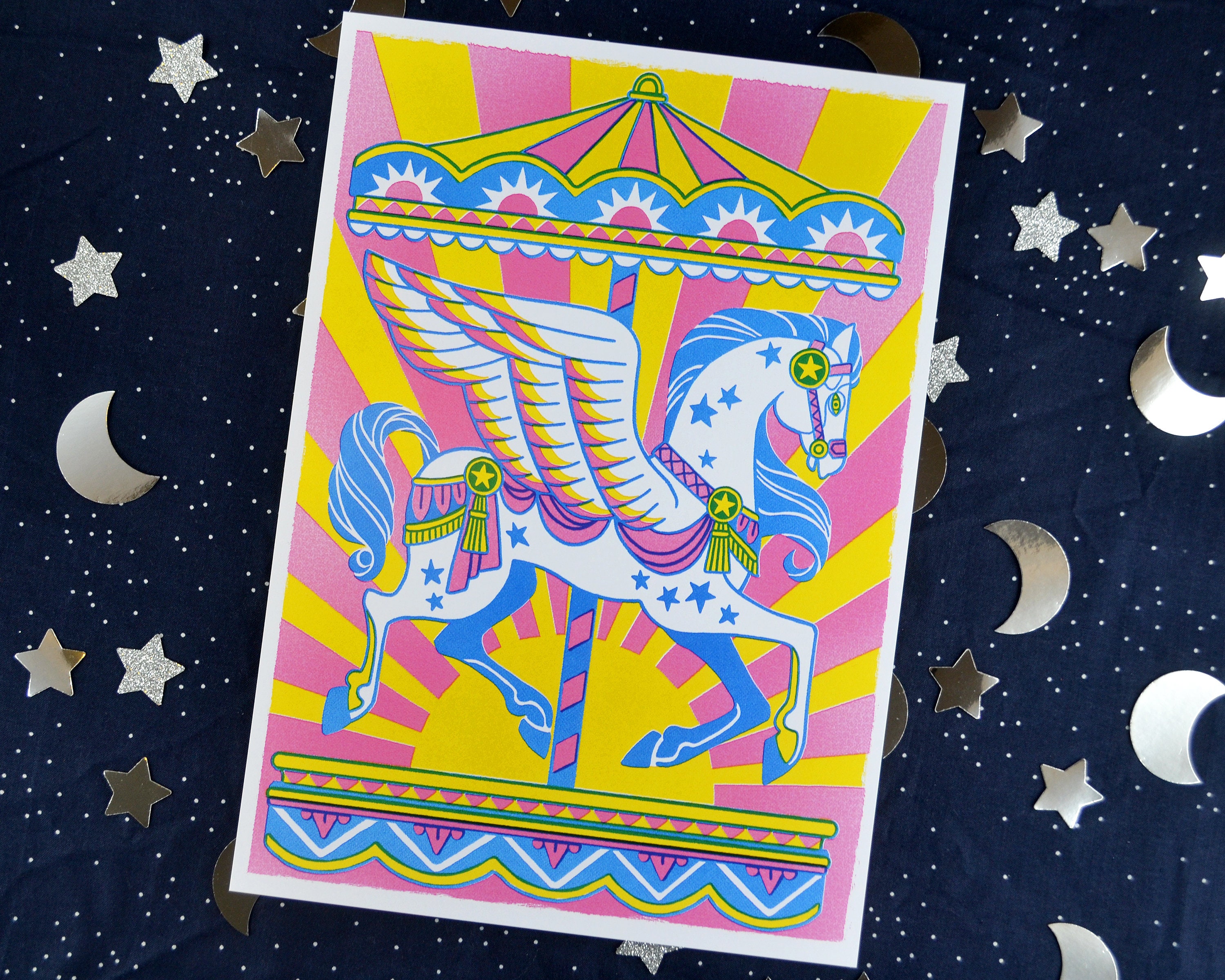 A4 Art Print 'dreamland Carousel' Original Art - Etsy