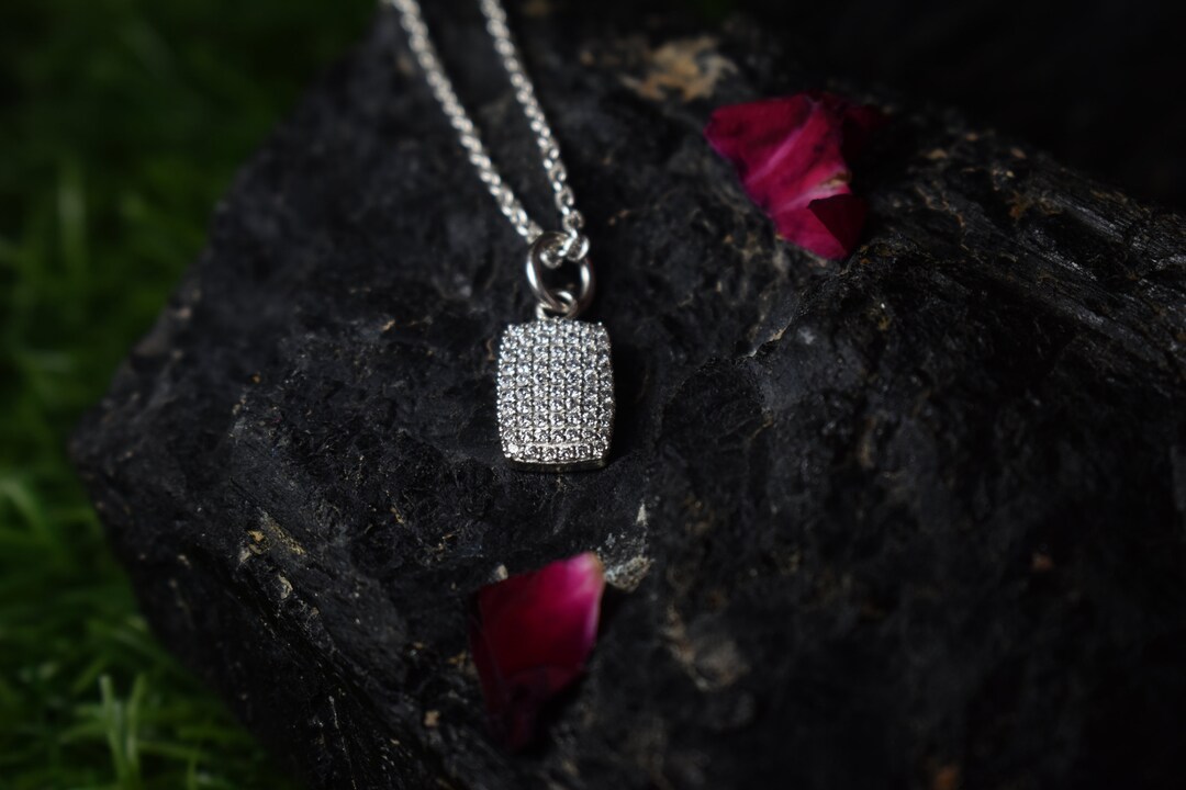 Tiny Tag Pandent of Silver Studded With Monsanites - Etsy