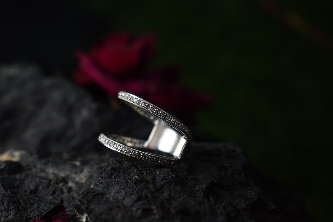 Simple Geometric Double Line Ring for Valentine's Gift From Love Proposal Ring Silver Moissanite ...