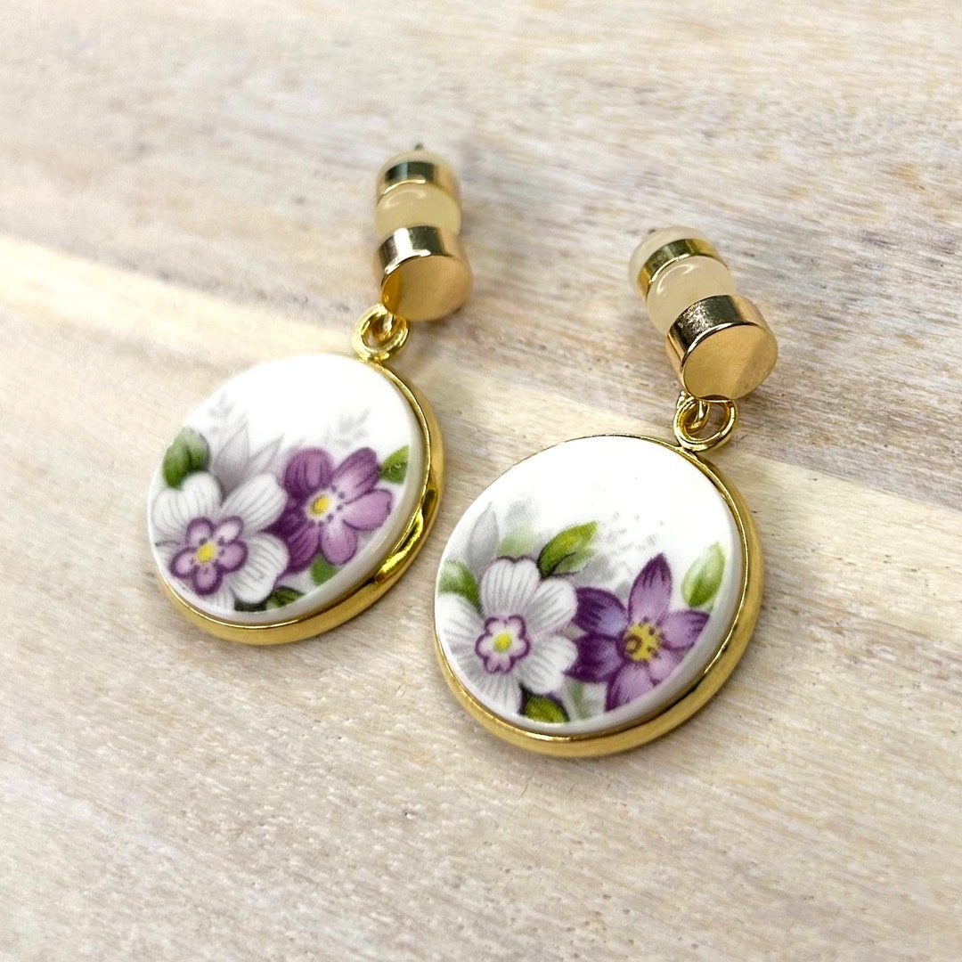 1980’s Elizabethan China ‘chantilly’ Earrings Broken China, Broken ...